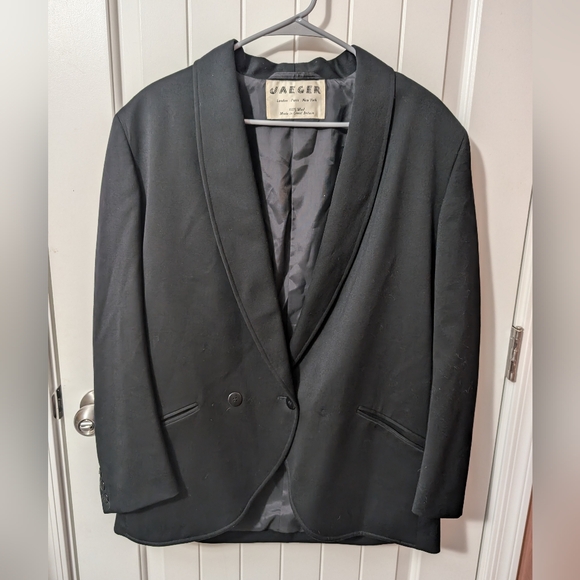 jaeger | Jackets & Coats | Vintage Jaeger Wool Blazer Womens 4 Black ...
